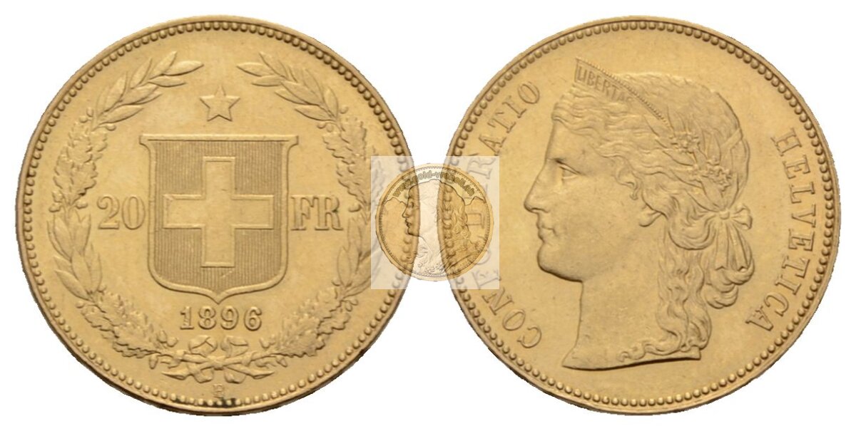 Schweiz 20 Franken 1896 B Helvetia, 589,20 CHF