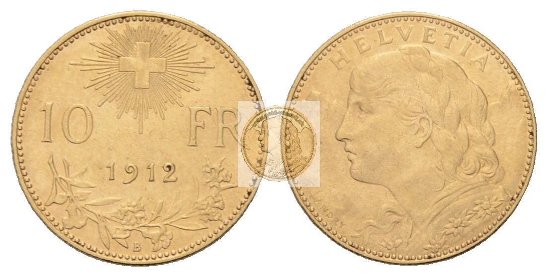 Schweiz 10 Franken 1912 B Vreneli, 402,70 CHF