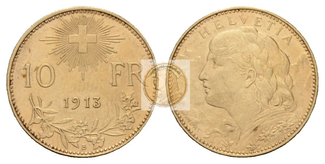 Schweiz 10 Franken 1913 B Goldvreneli, 479,90 CHF