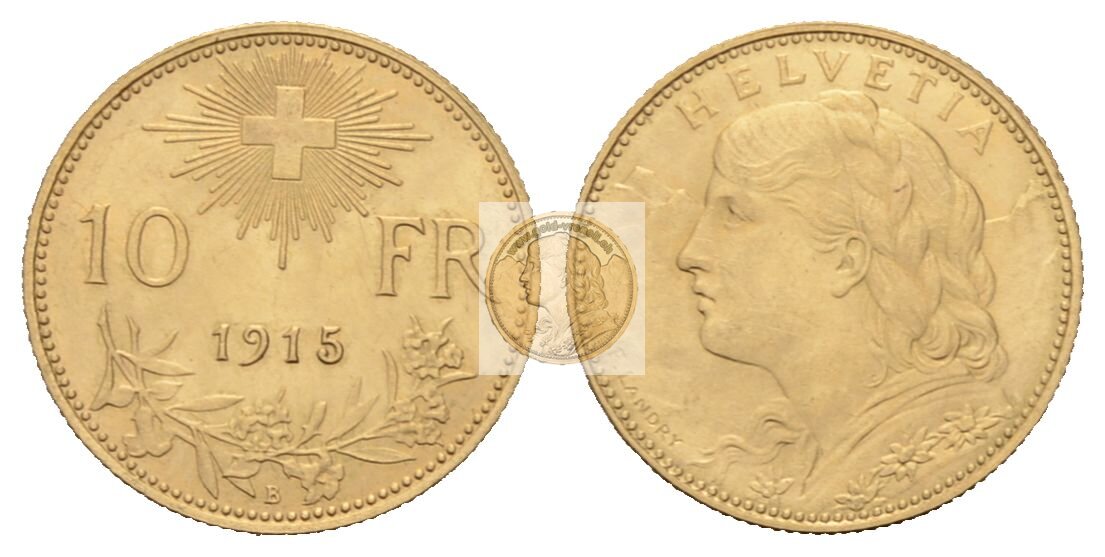 Schweiz 10 Franken 1915 B Goldvreneli, 476,60 CHF