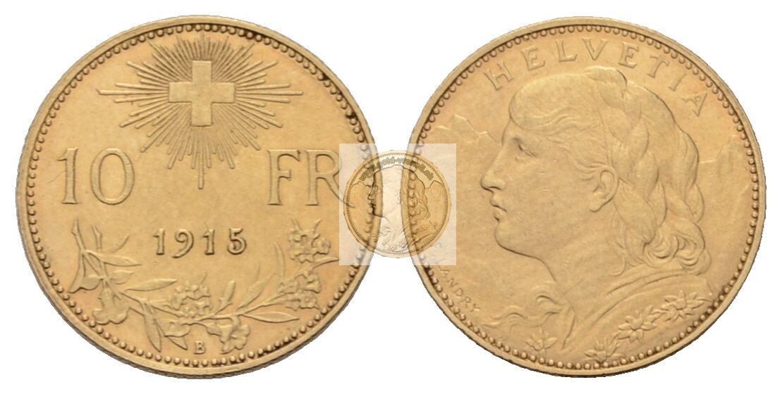 Schweiz 10 Franken 1915 B, 398,00 CHF