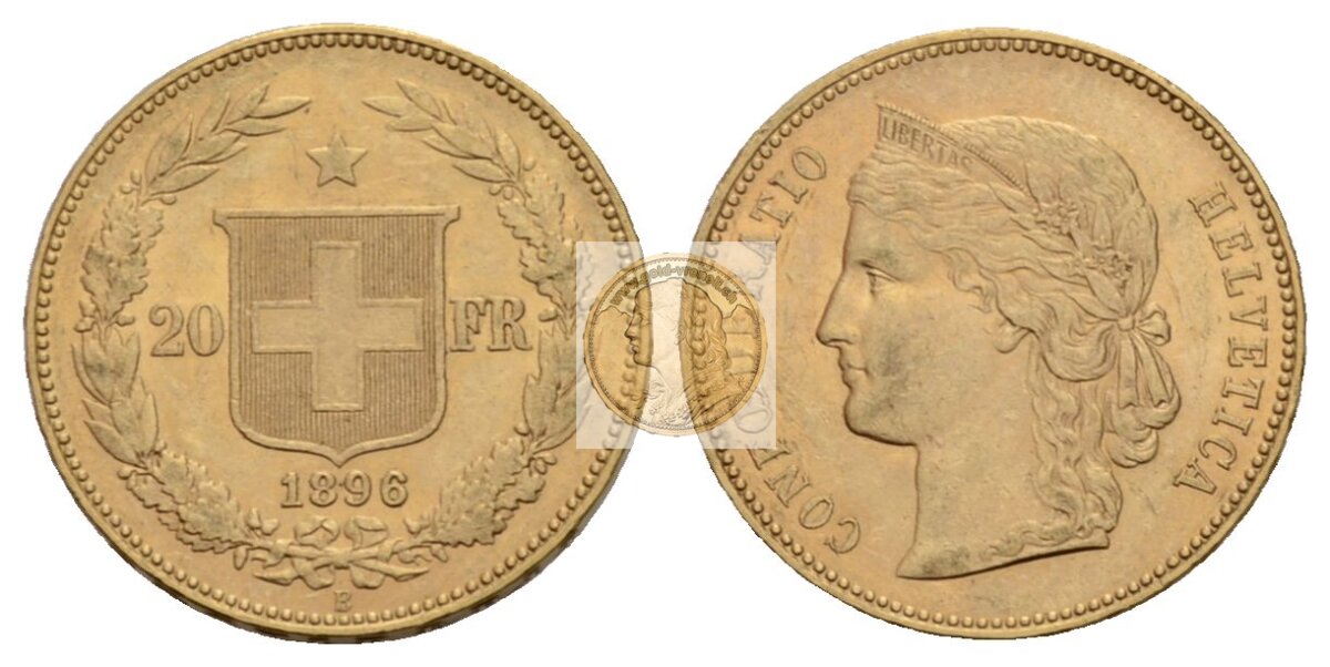 Schweiz 20 Franken 1896 B Helvetia, 551,60 CHF