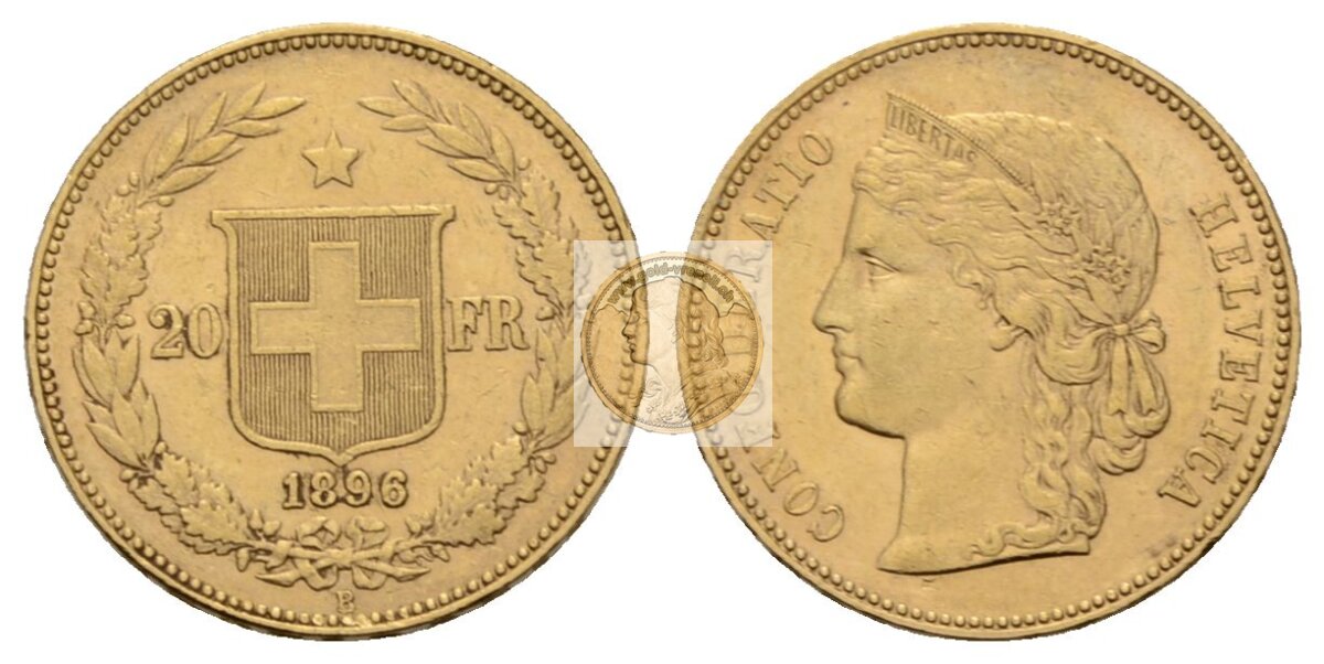 Schweiz 20 Franken 1896 B Helvetia, 594,10 CHF