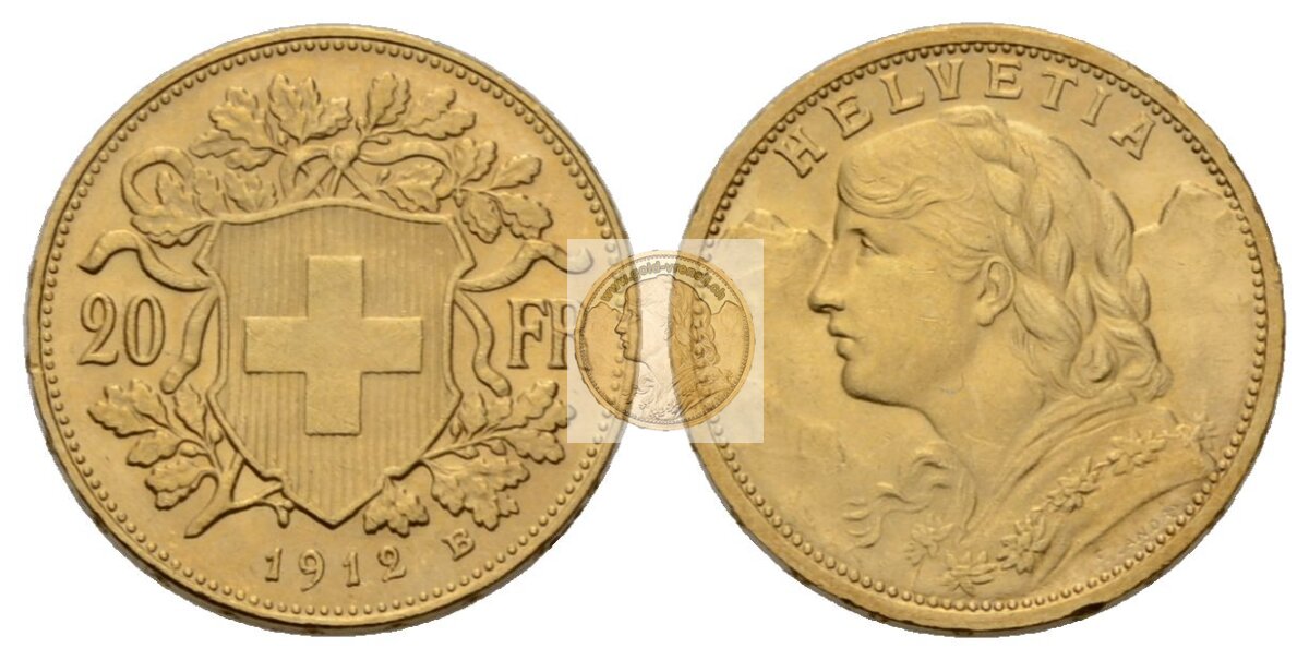 Schweiz 20 Franken 1912 B Vreneli, 546,20 CHF